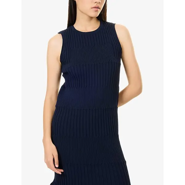 CFCL Fluted Mermaid Knitted Midi Dress - Navy