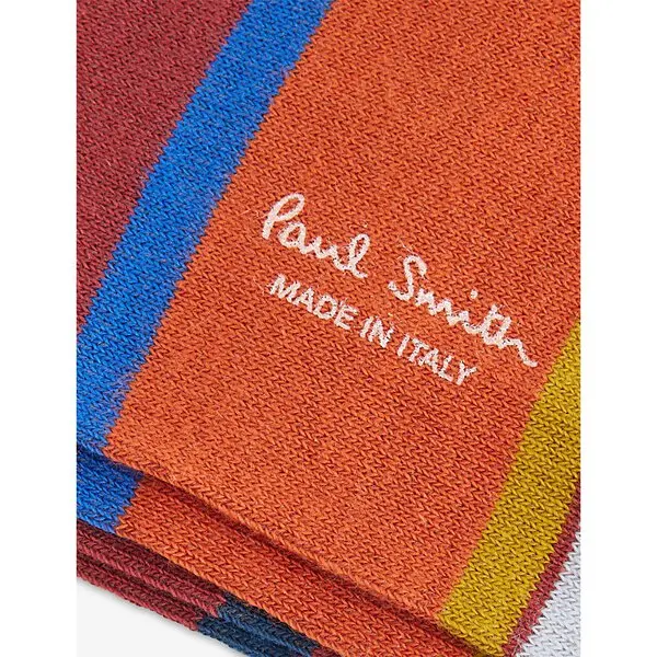 Paul Smith Signature Striped Stretch Cotton-blend Crew Socks