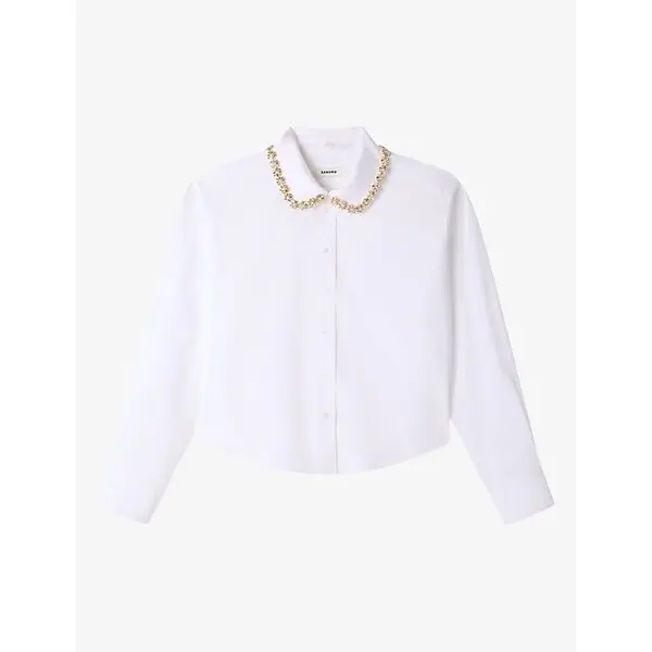 Sandro Embellished Collar Cotton Shirt