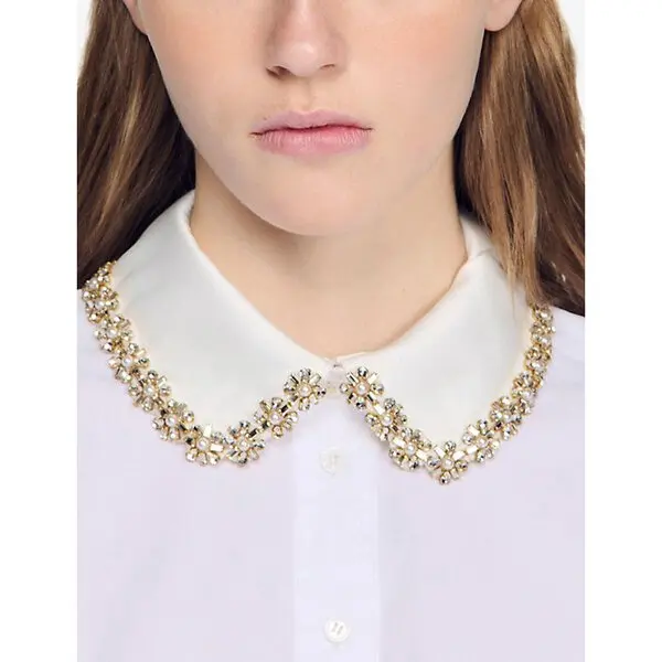 Sandro Embellished Collar Cotton Shirt