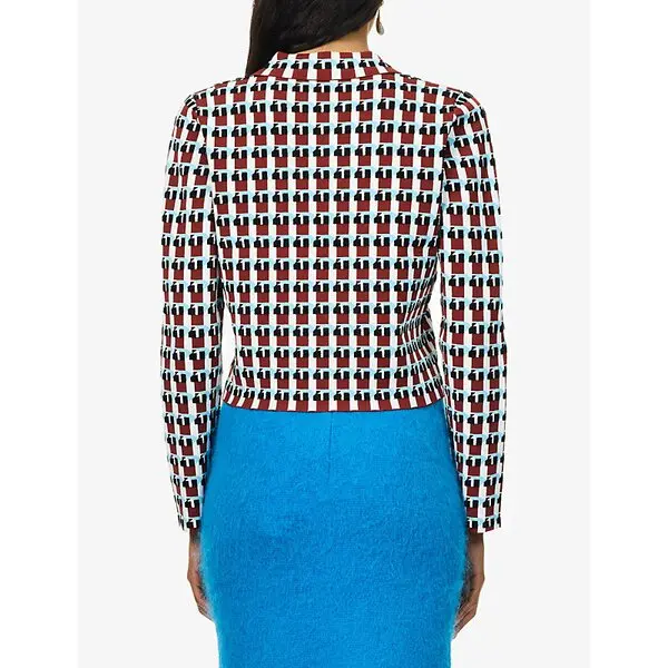 ZANKOV Geometric Pattern Jersey Zip Jacket