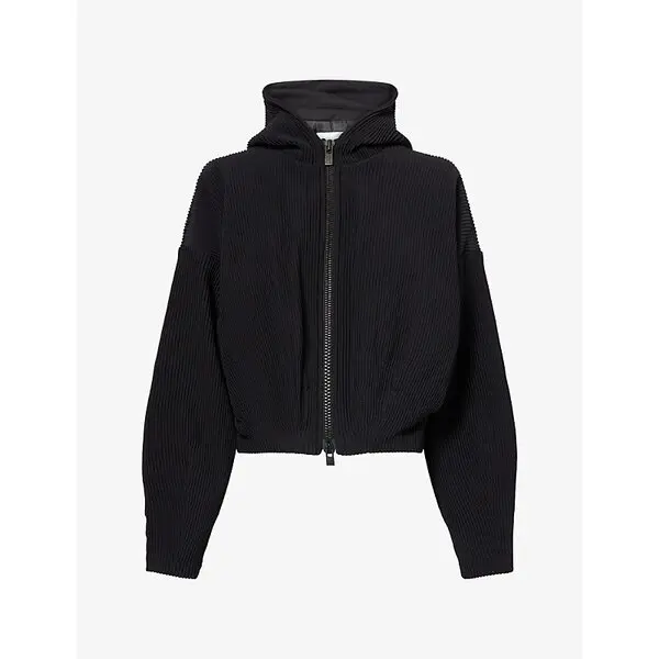 CFCL Cropped Hooded Knitted Bomber Jacket