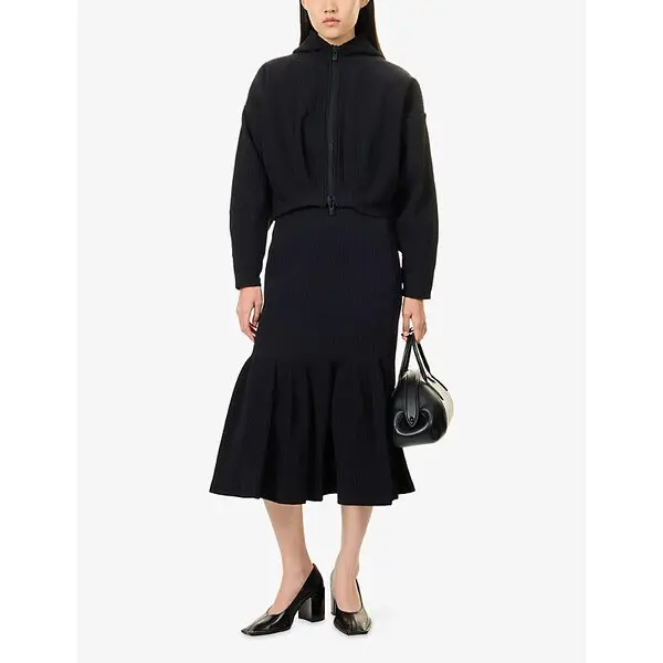 CFCL Cropped Hooded Knitted Bomber Jacket