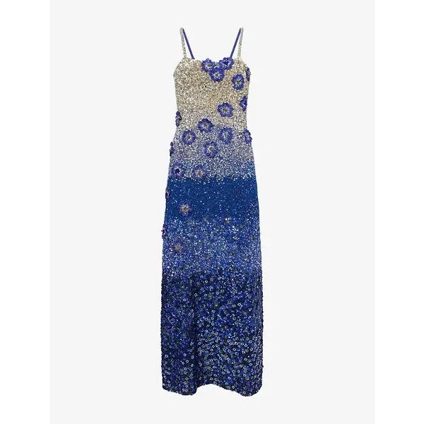 LA FUORI Sequinned Midi Dress - Silver Navy