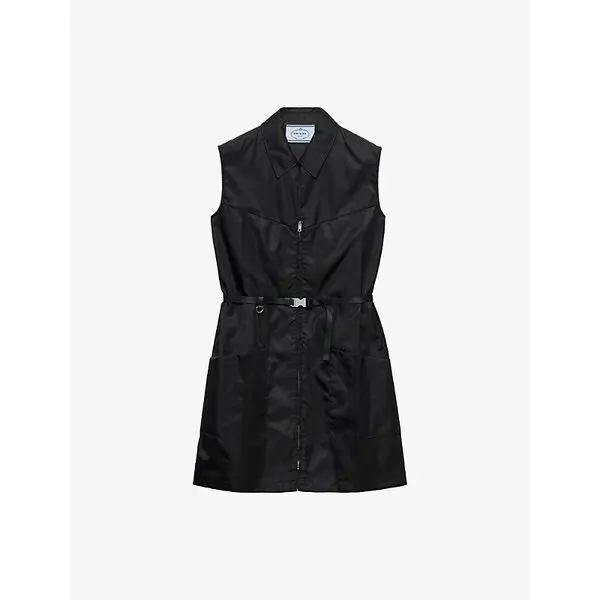 Prada Re-nylon Belted Woven Mini Dress