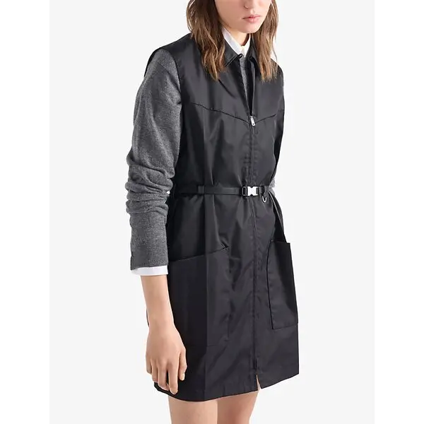 Prada Re-nylon Belted Woven Mini Dress