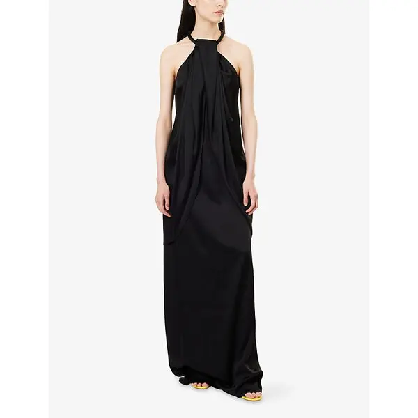 Stella McCartney High-neck Draped Satin Gown