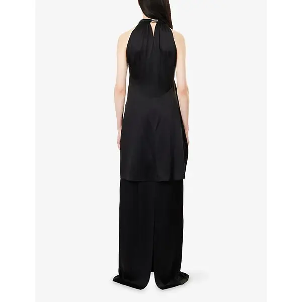 Stella McCartney High-neck Draped Satin Gown