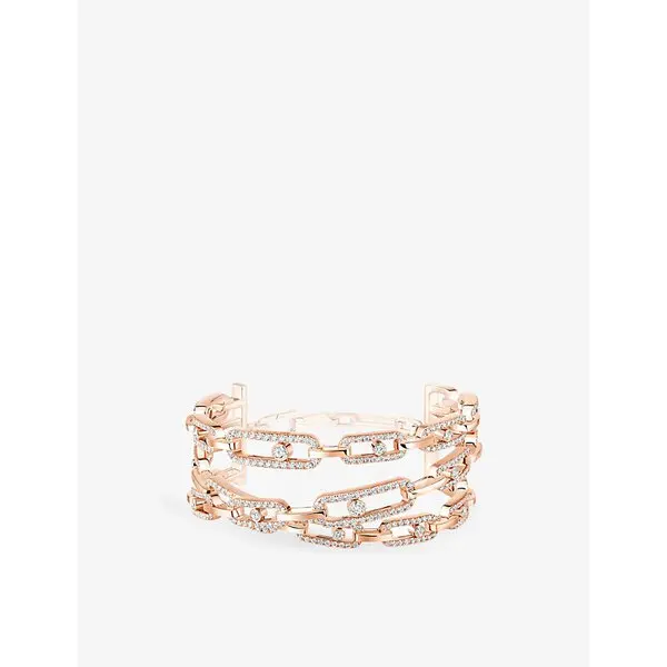 Messika Move Link 3-row Diamond Cuff Bracelet In 18k Gold - Pink
