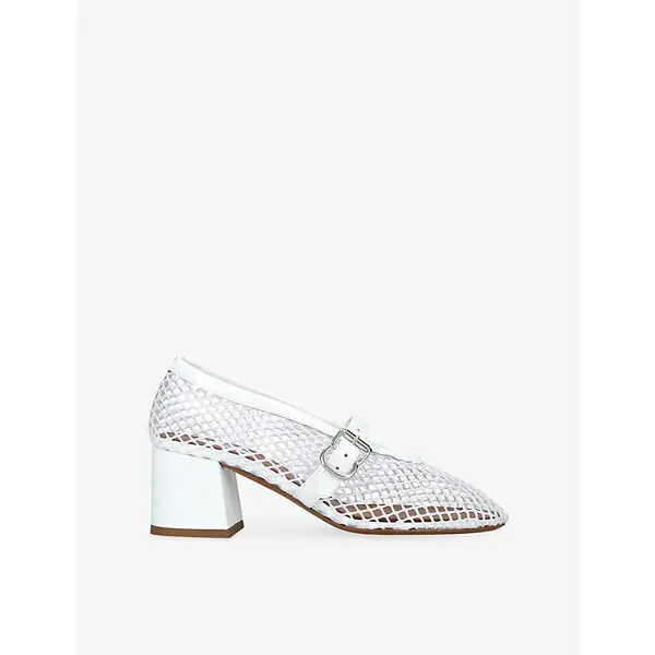 Alaïa Fishnet 55 Heeled Leather Pumps