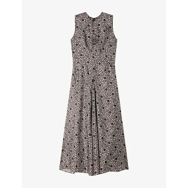 Sandro Sleeveless Daisy Print Woven Maxi Dress