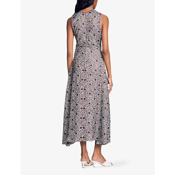 Sandro Sleeveless Daisy Print Woven Maxi Dress