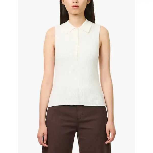 Paige Vesta Knitted Cotton-blend Top