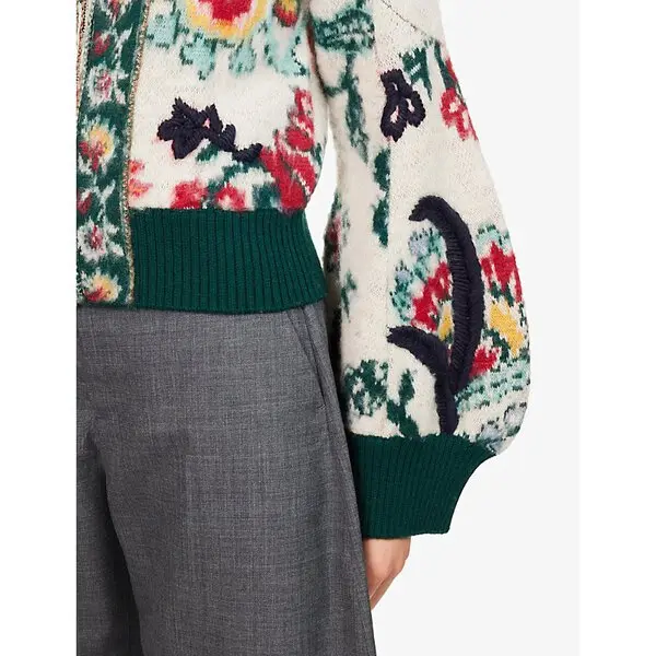 Sacai Floral-pattern Jacquard Knitted Wool Blouson Jacket
