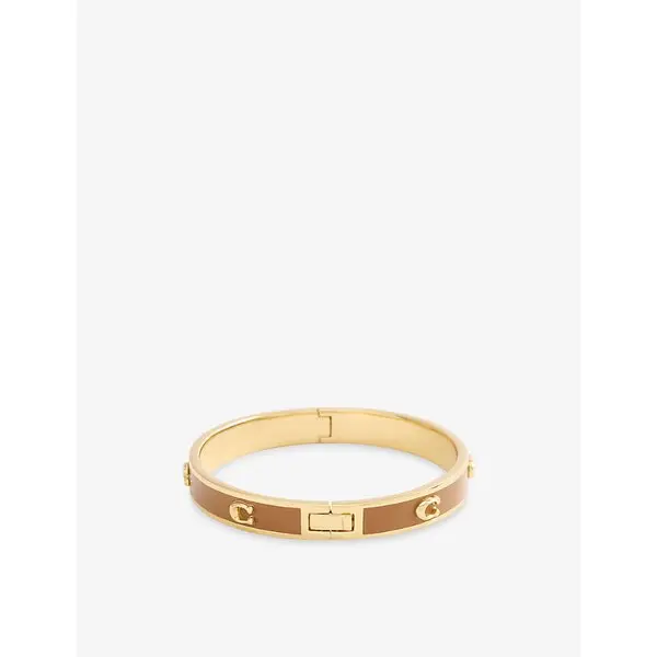 COACH Signature C Enamel Hinged Gold-plated Brass Bangle