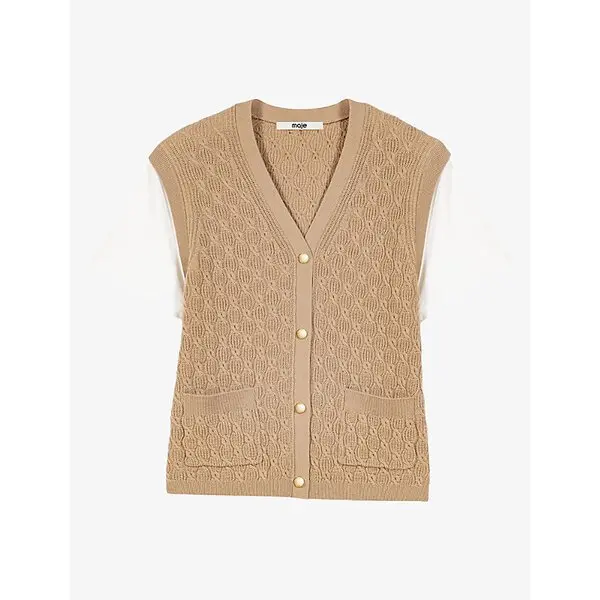 Maje Two-in-one Wool And Cashmere Blend Cardigan