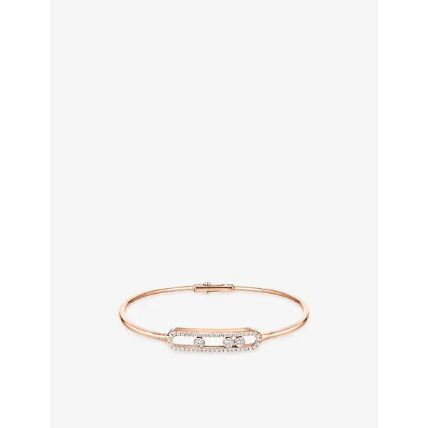 Messika Move Classique 18ct Gold Diamond Bangle - Pink