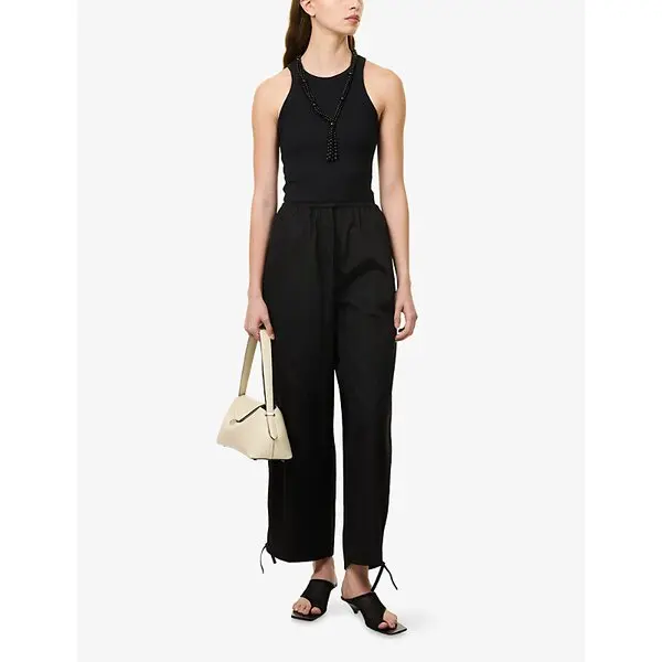 TOTEME Cotton Drawstring Trousers - Black