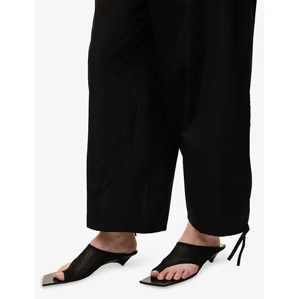 TOTEME Cotton Drawstring Trousers - Black