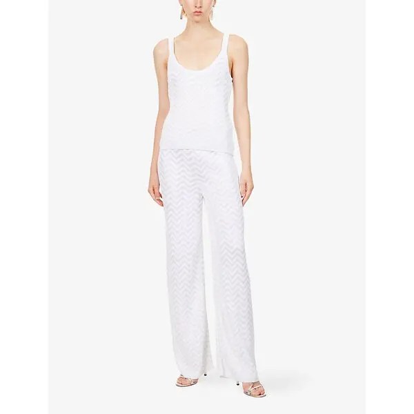 Missoni Scoop Neck Chevron-knit Cotton-blend Tank Top - White