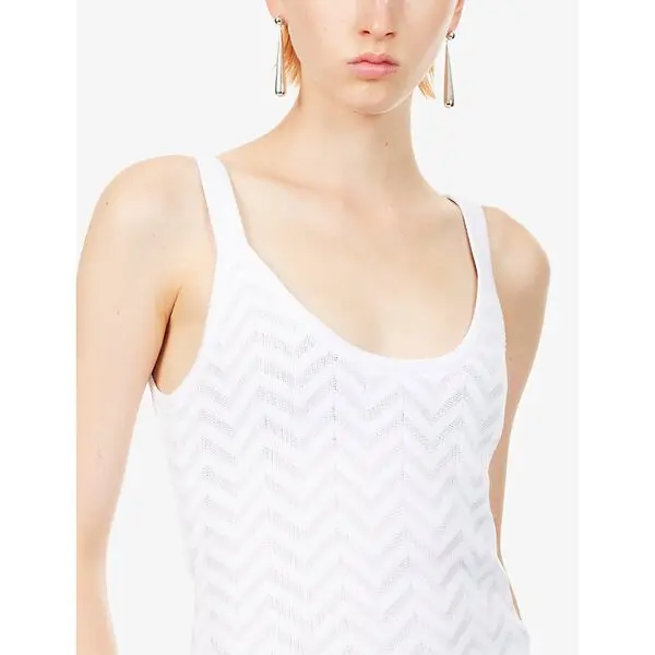 Missoni Scoop Neck Chevron-knit Cotton-blend Tank Top - White