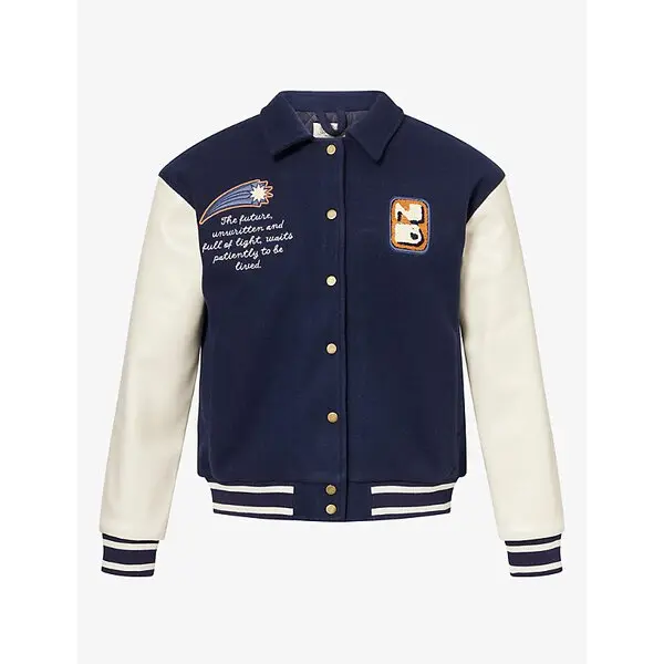 NOT BORING No Curfew Woven Varsity Jacket