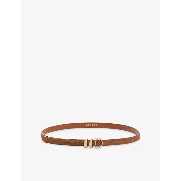 Sandro Branded-buckle Suede Belt
