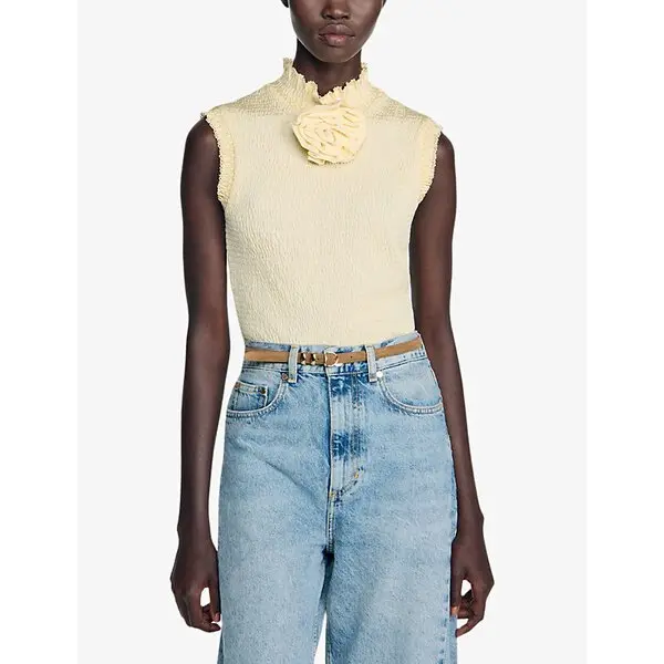 Sandro Branded-buckle Suede Belt