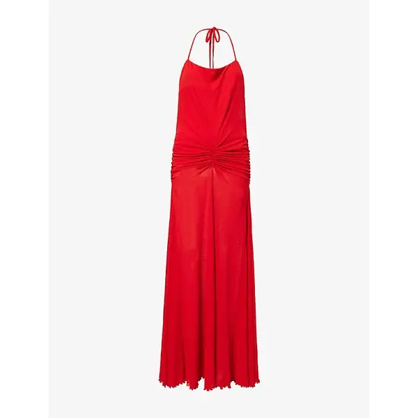 SIEDRES Ruched Mesh Maxi Dress