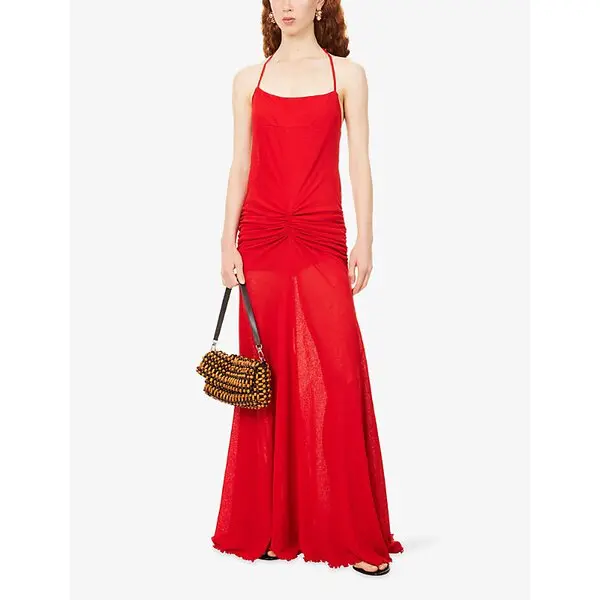 SIEDRES Ruched Mesh Maxi Dress