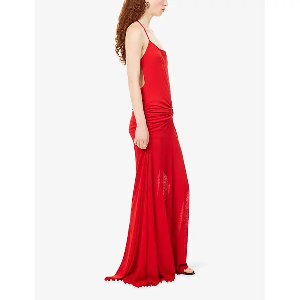SIEDRES Ruched Mesh Maxi Dress