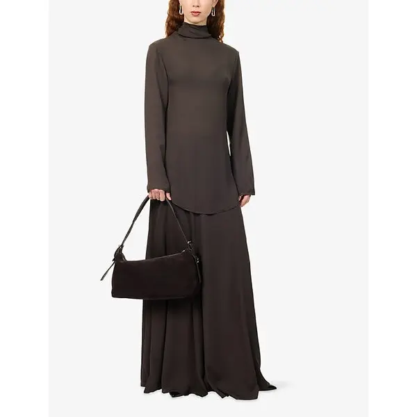 RUOHAN High-neck Silk Top With Ribbon Detail