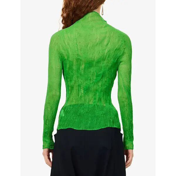 Issey Miyake Long-sleeve Twisted-pleats Chiffon Top