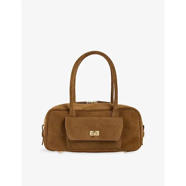Sandro Suede Bowling Bag - Beige
