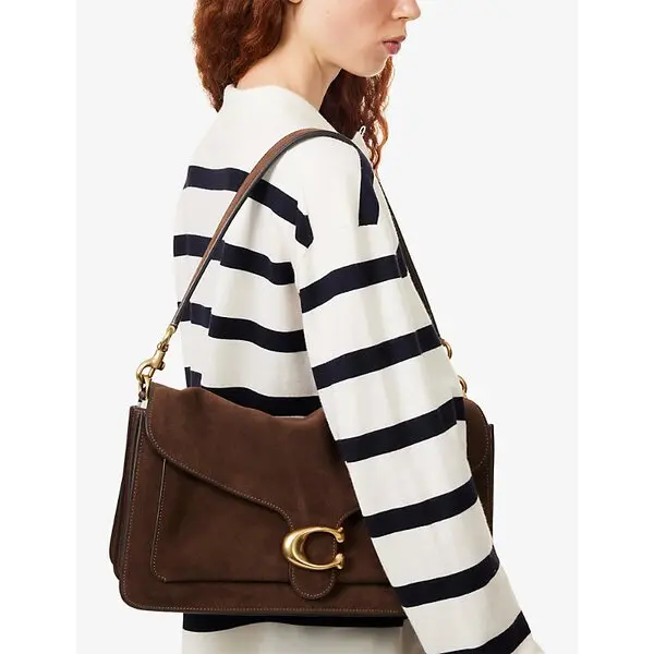 COACH Tabby 36 Suede Shoulder Bag - Dark Chocolate