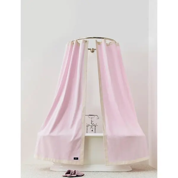 HAY Outline Cotton Shower Curtain - Pink & Cream