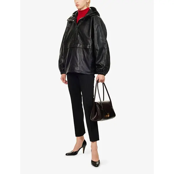ROHE FRAMES Hooded Oversized Leather Jacket