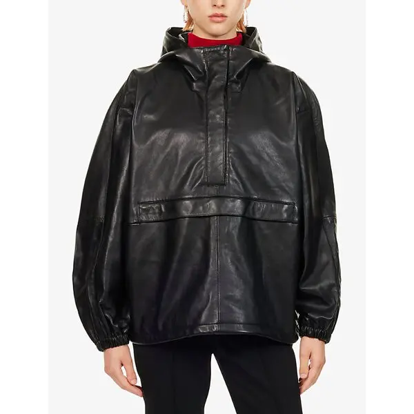 ROHE FRAMES Hooded Oversized Leather Jacket