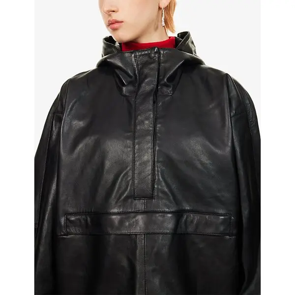 ROHE FRAMES Hooded Oversized Leather Jacket