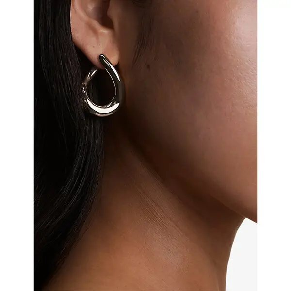 ASTRID & MIYU Molten Xl Rhodium Plated Brass Hoops