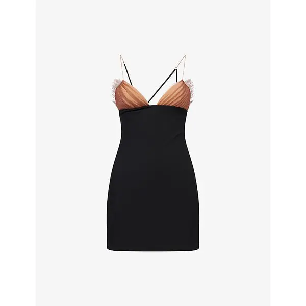 NENSI DOJAKA Pleated Bra Stretch-woven Mini Dress