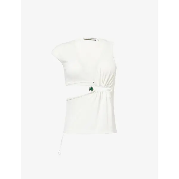 Christopher Esber Droplet Crystal Ruched Stretch-jersey Tank Top