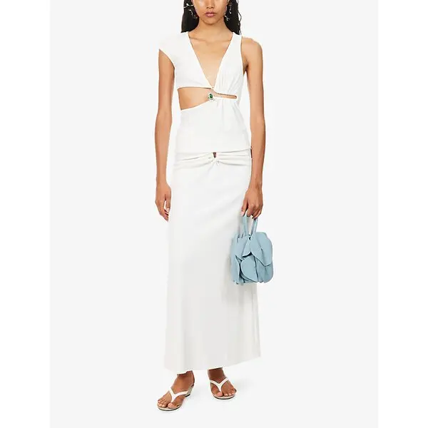 Christopher Esber Droplet Crystal Ruched Stretch-jersey Tank Top