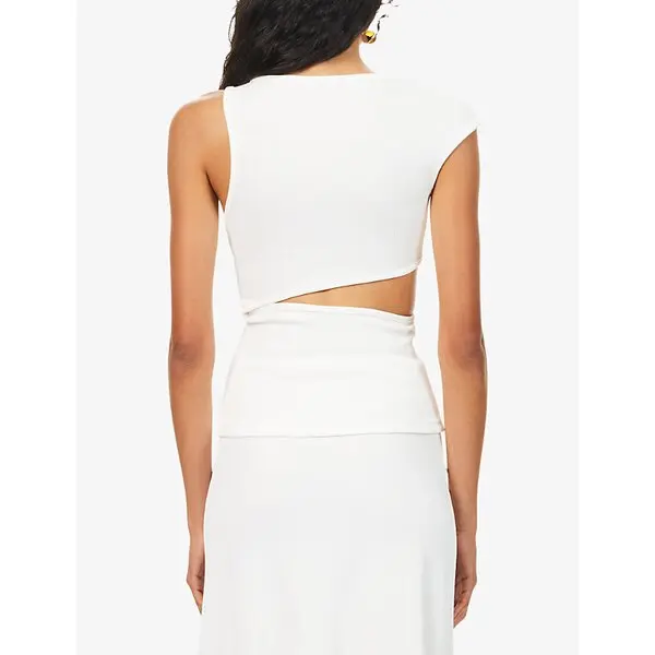 Christopher Esber Droplet Crystal Ruched Stretch-jersey Tank Top
