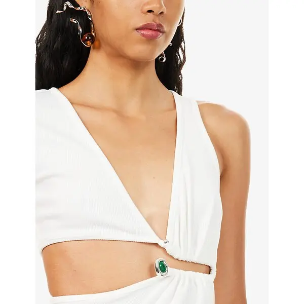 Christopher Esber Droplet Crystal Ruched Stretch-jersey Tank Top
