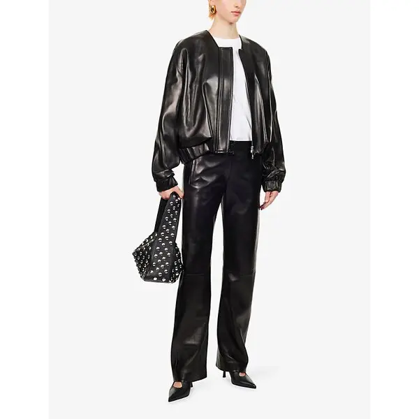 Khaite Cordan Bomber Leather Jacket