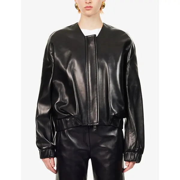 Khaite Cordan Bomber Leather Jacket