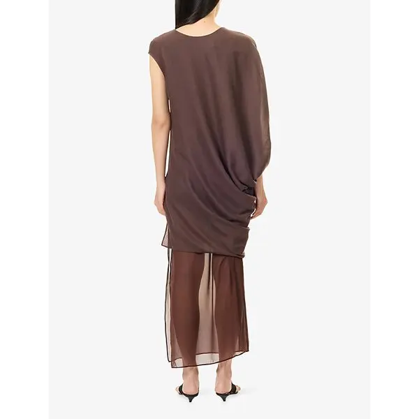OUDE WAAG Asymmetric Draped Maxi Dress