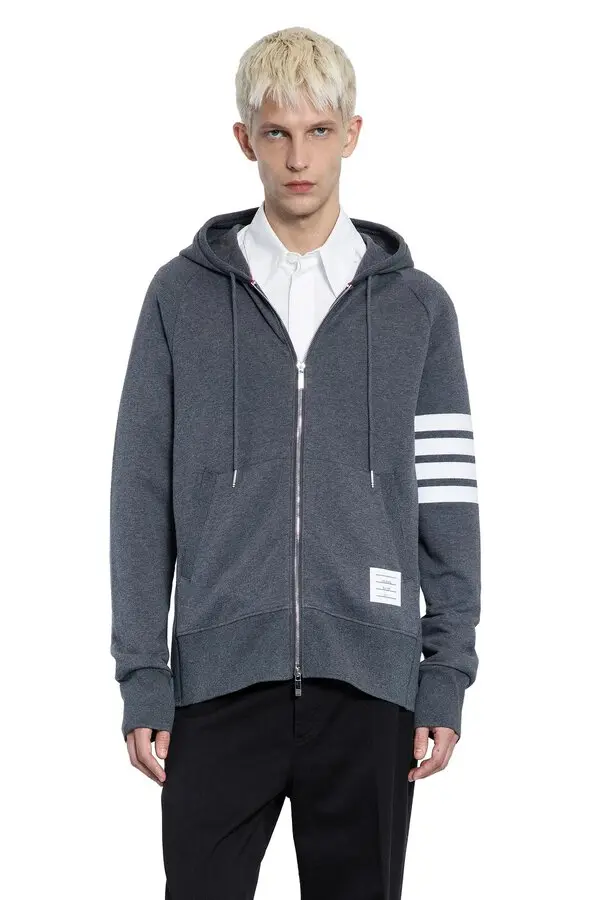 Thom Browne 4-bar Zip-up Hoodie In Classic Loopback