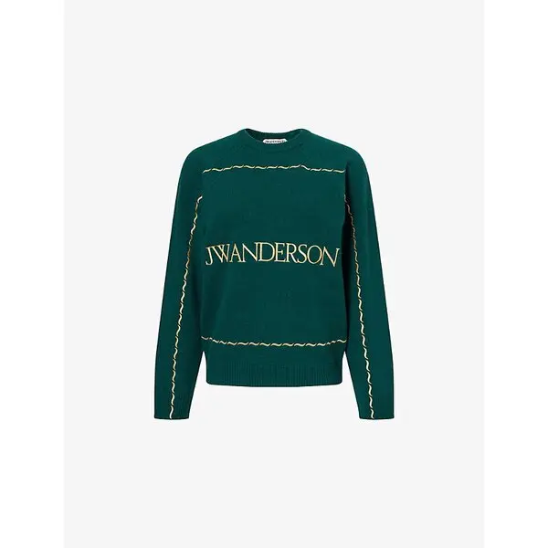 JW Anderson Logo-embroidered Round-neck Wool Jumper